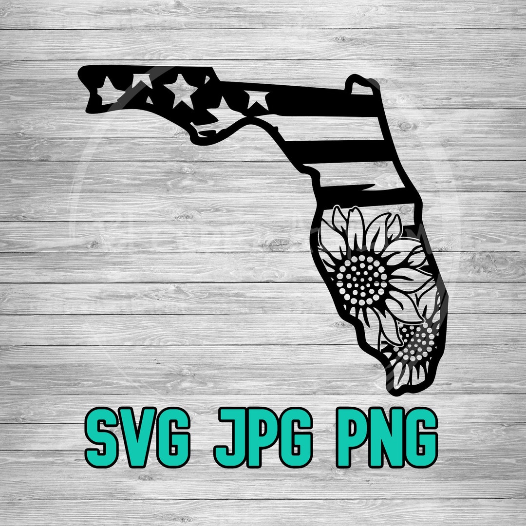 American Flag Sunflowers Florida SVG PNG JPG | American Flag Florida ...