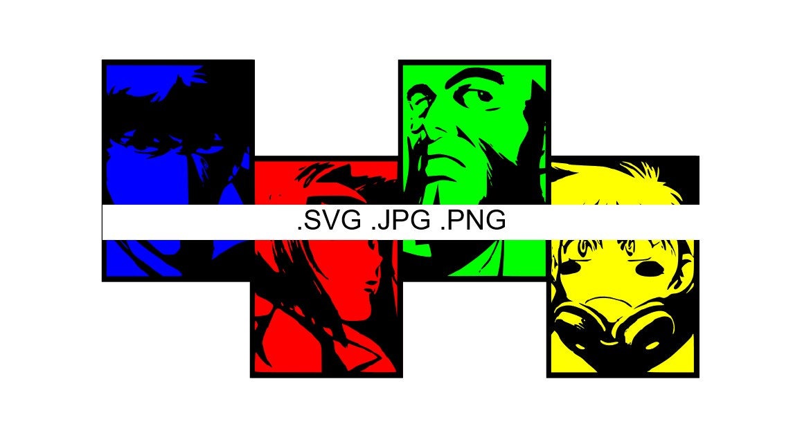 Cowboy Bebop Retro Blocks Layered Vector Cut File Scrapbooking Clip Art ...