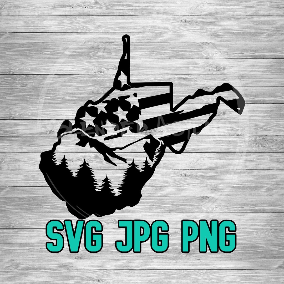 West Virginia American Flag Mountains SVG PNG JPG Layered | Mountain ...