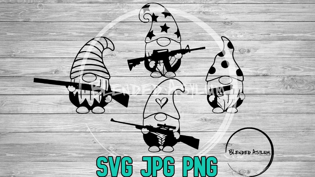 Armed Gnome Squad SVG JPG PNG | Gnome Guns | Garden Gnomes ...