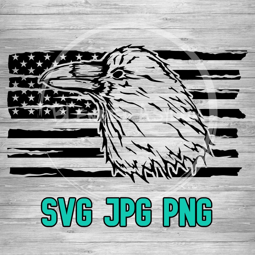 Distressed American Raven SVG JPG PNG Distressed American Flag Raven ...