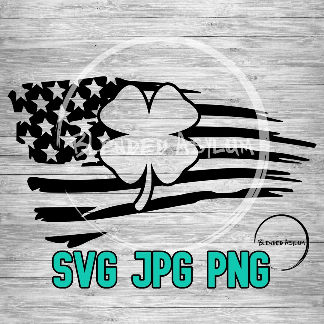 American Flag Clover SVG JPG PNG | American Flag 4 Leaf Clover | Lucky ...