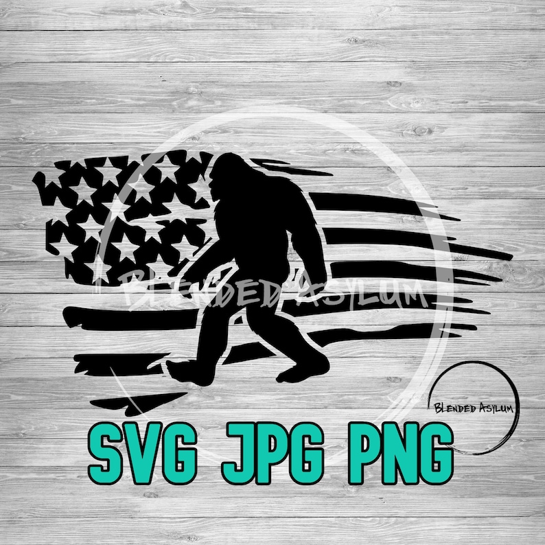Bigfoot American Flag 002 SVG PNG JPG Bigfoot Distressed - Etsy