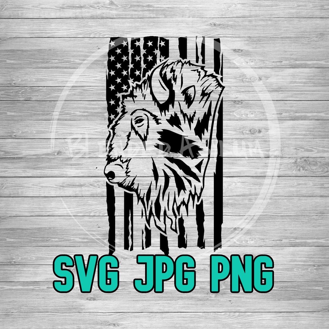 Distressed American Buffalo Vertical SVG JPG PNG American Flag Bison ...