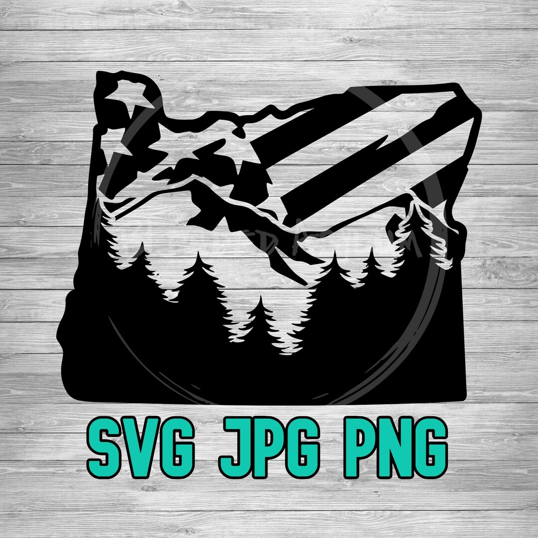 Oregon American Flag Mountains SVG PNG JPG | Oregon Outdoors Vector ...