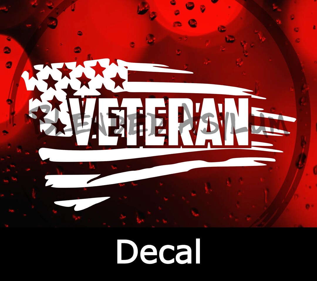 Veteran American Flag Decal | Veteran Retired Miitary | Veteran Decal ...