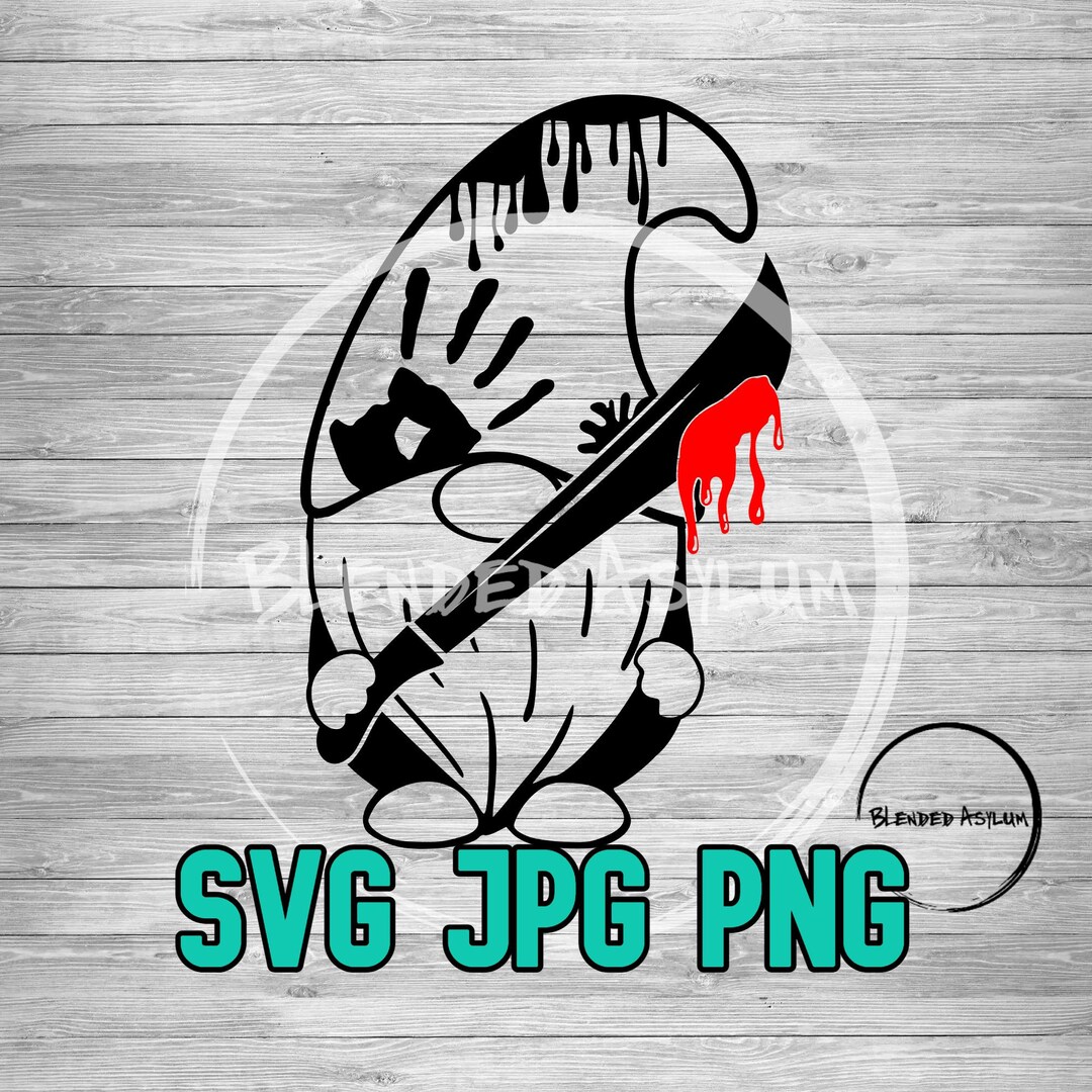 Halloween Gnome SVG JPG PNG Gnome Knife Gnome Machete Svg - Etsy