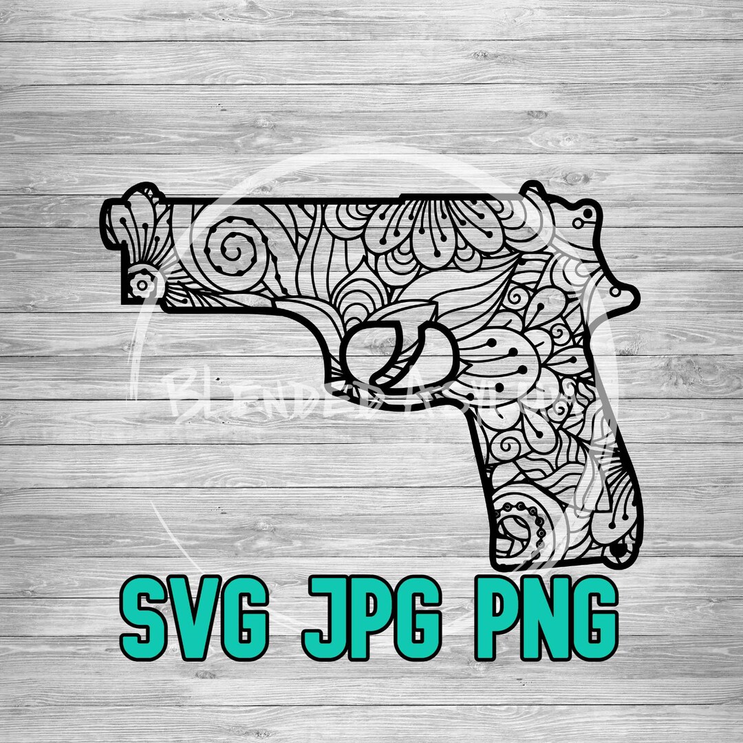 Mandala Pistol 002 SVG PNG JPG | Vector Cut File | Pistols Mandala ...