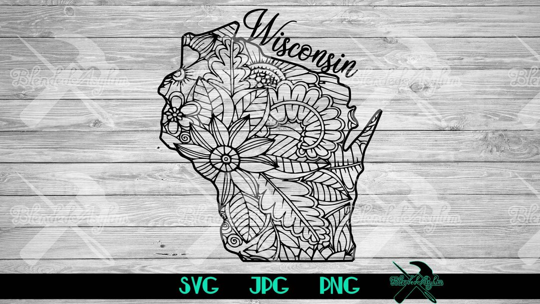 Mandala Wisconsin SVG JPG PNG | Flower Wisconsin Svg | Coloring Page ...