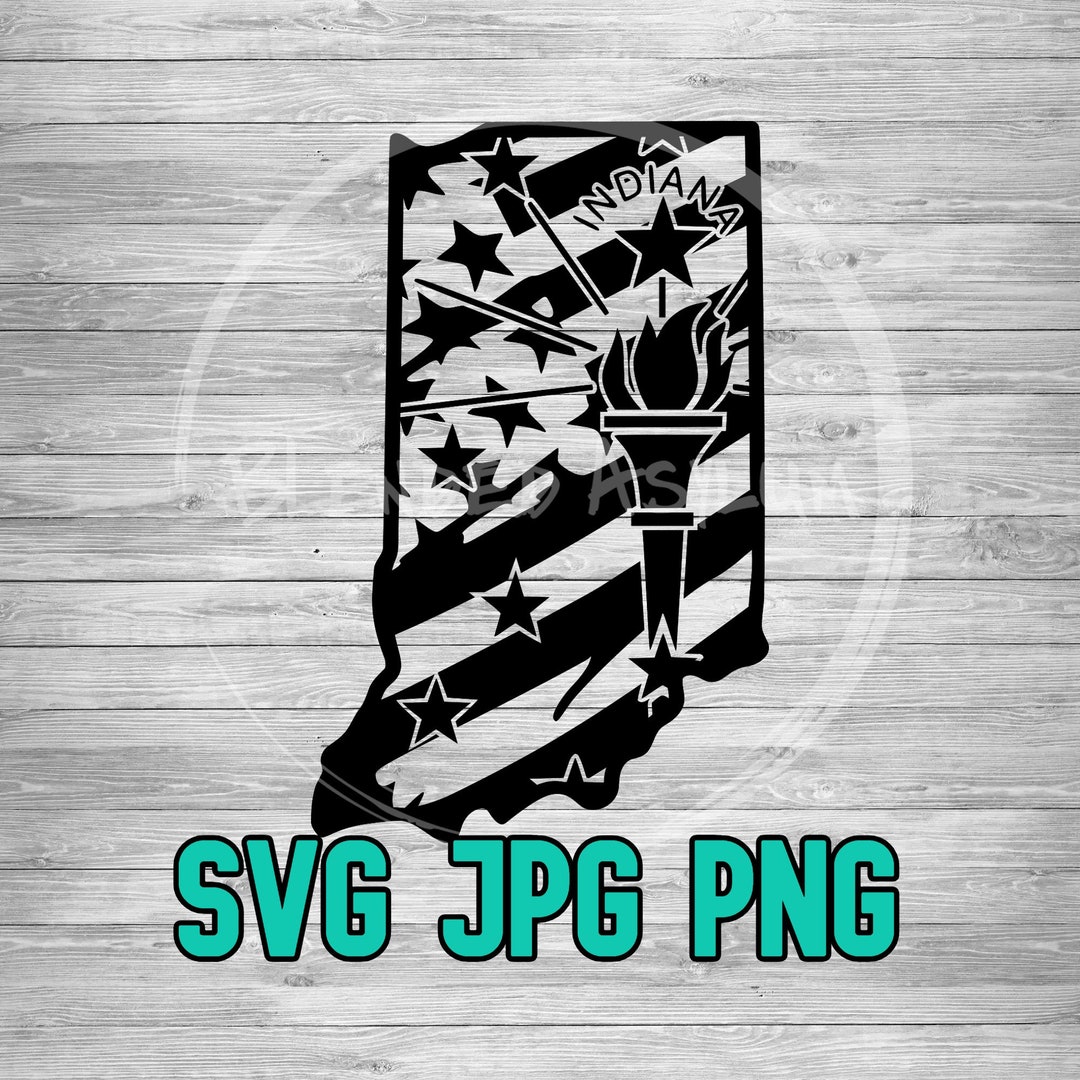 Indiana American State Flag SVG PNG JPG | Cricut Silhouette | Laser ...