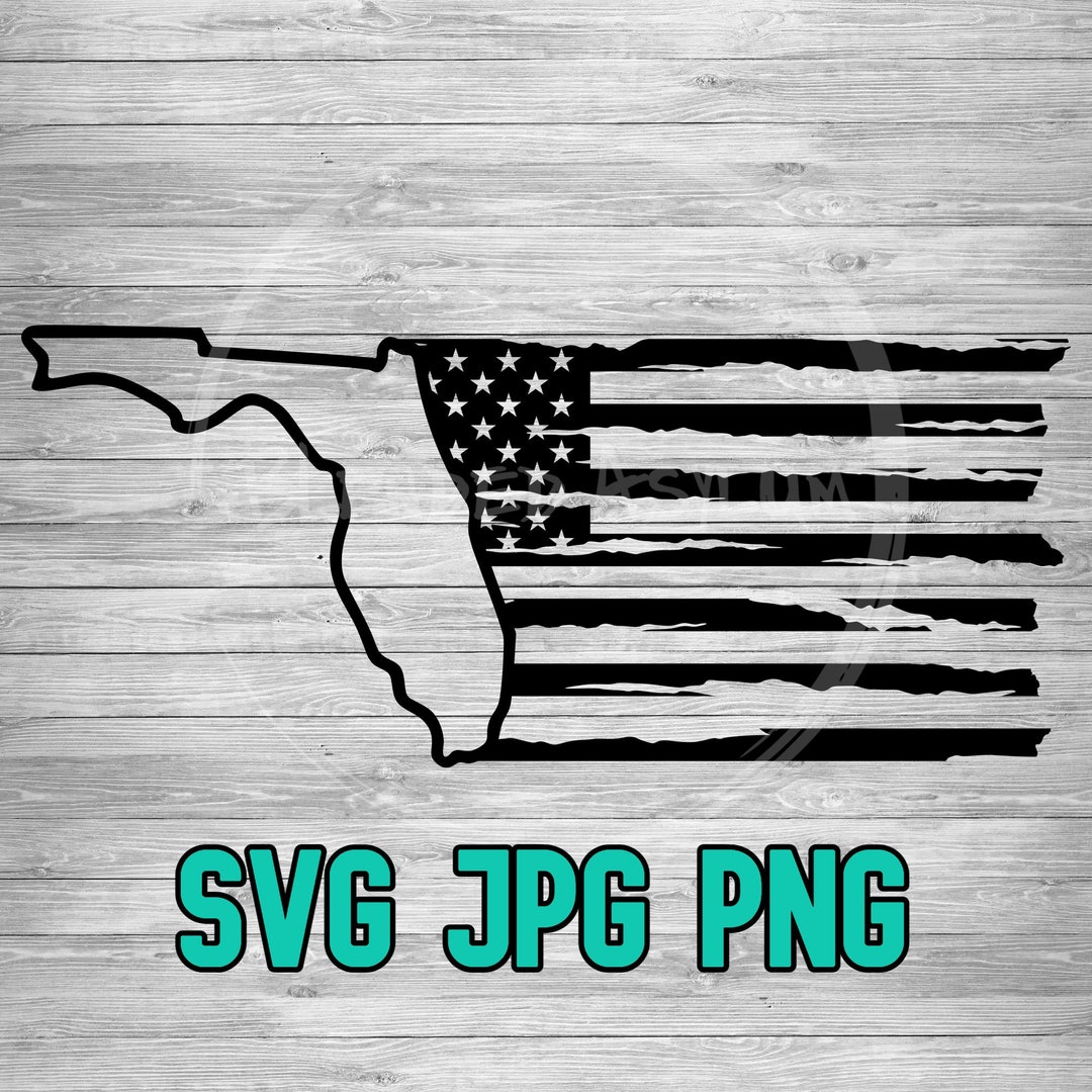 Distressed American Flag Florida SVG PNG JPG | American Flag Florida ...
