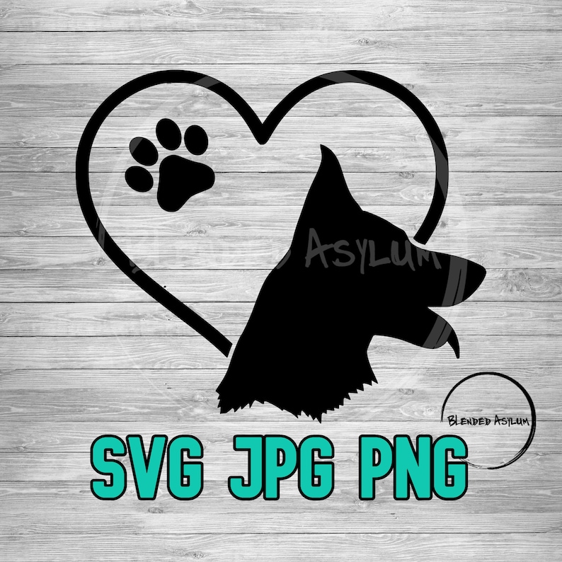 German Shepherd Heart SVG JPG PNG Love Shepherd Heart Svg - Etsy