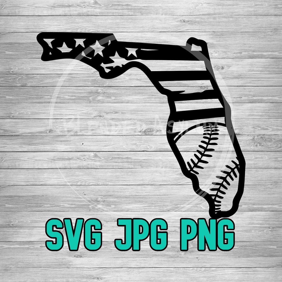 Baseball American Flag Florida SVG PNG JPG | Florida Vector | Cricut ...