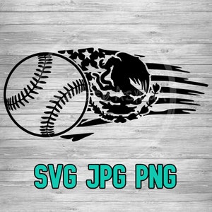 Baseball American Mexico Flag SVG PNG JPG | America Mexico Softball ...