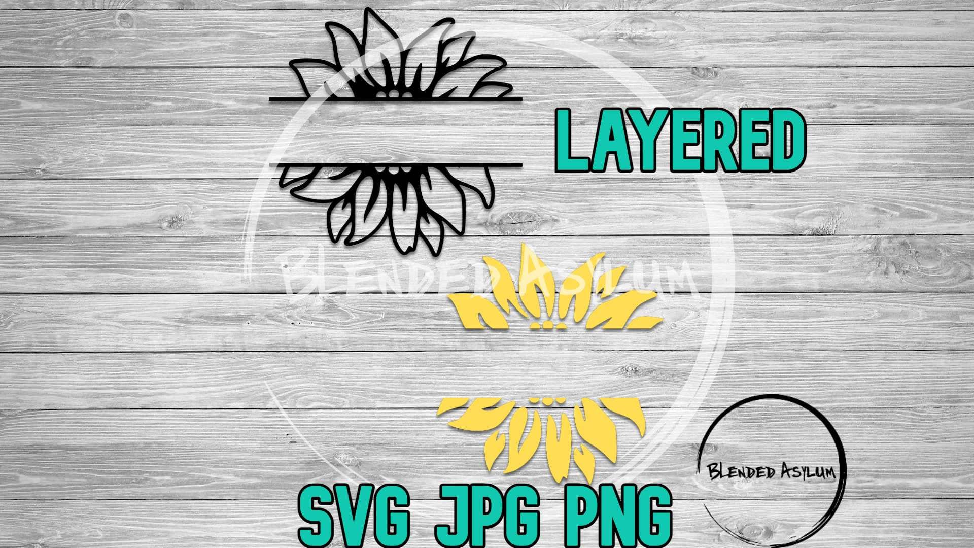 Sunflower Name Frame and Monogram SVG, JPG, PNG | Layered Svg | Cricut ...