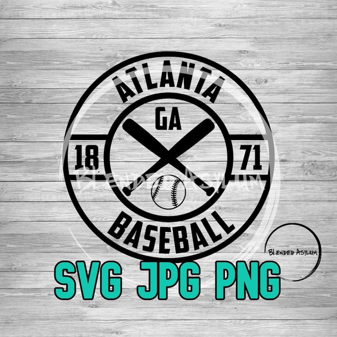 Baseball Founded Atlanta SVG PNG JPG Baseball Atlanta Ga - Etsy