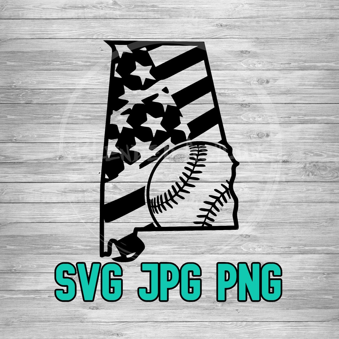 Alabama American Flag Baseball SVG PNG JPG | Alabama Baseball Vector ...