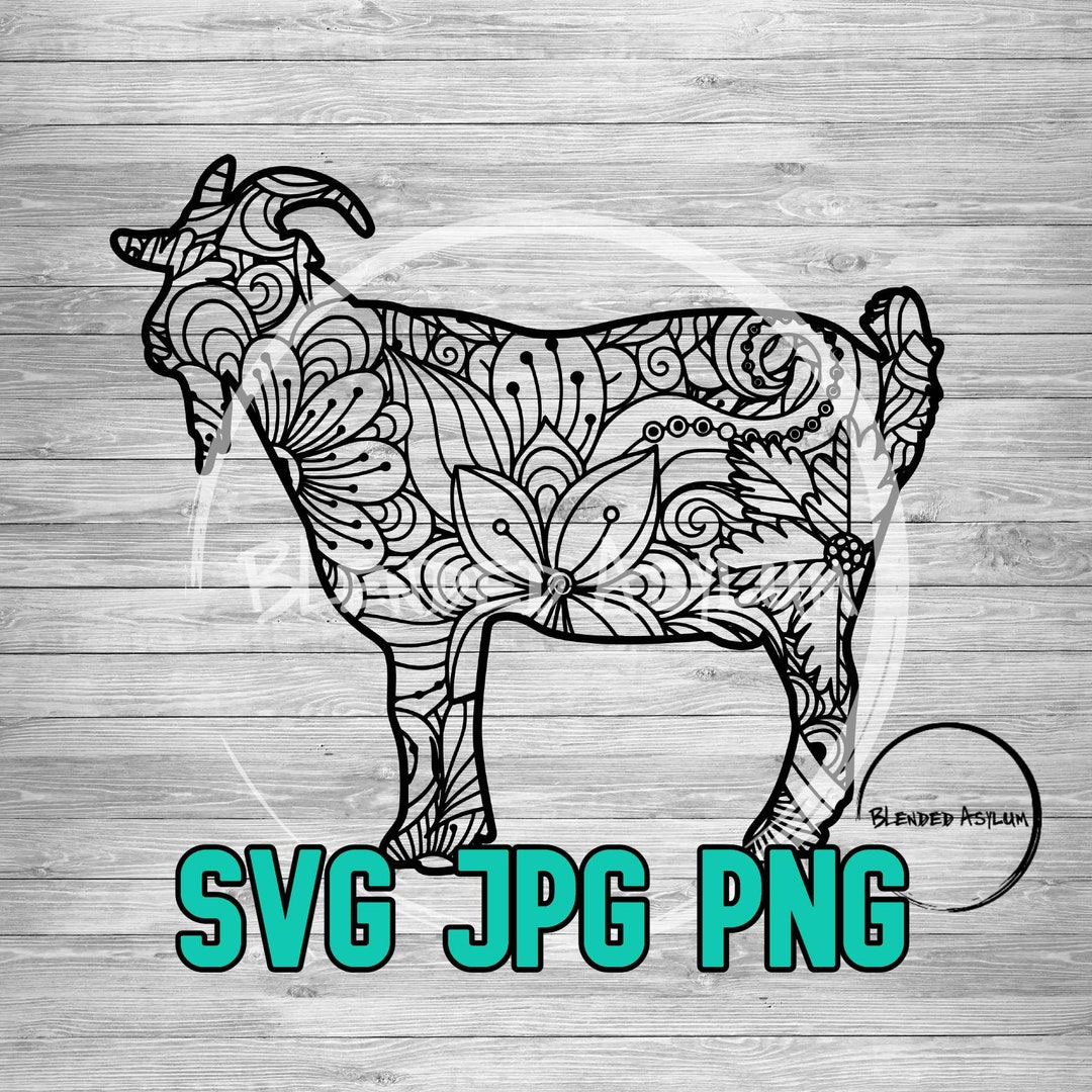 Mandala Goat SVG PNG JPG | Goat Flower Vector Cut File | Coloring Book ...