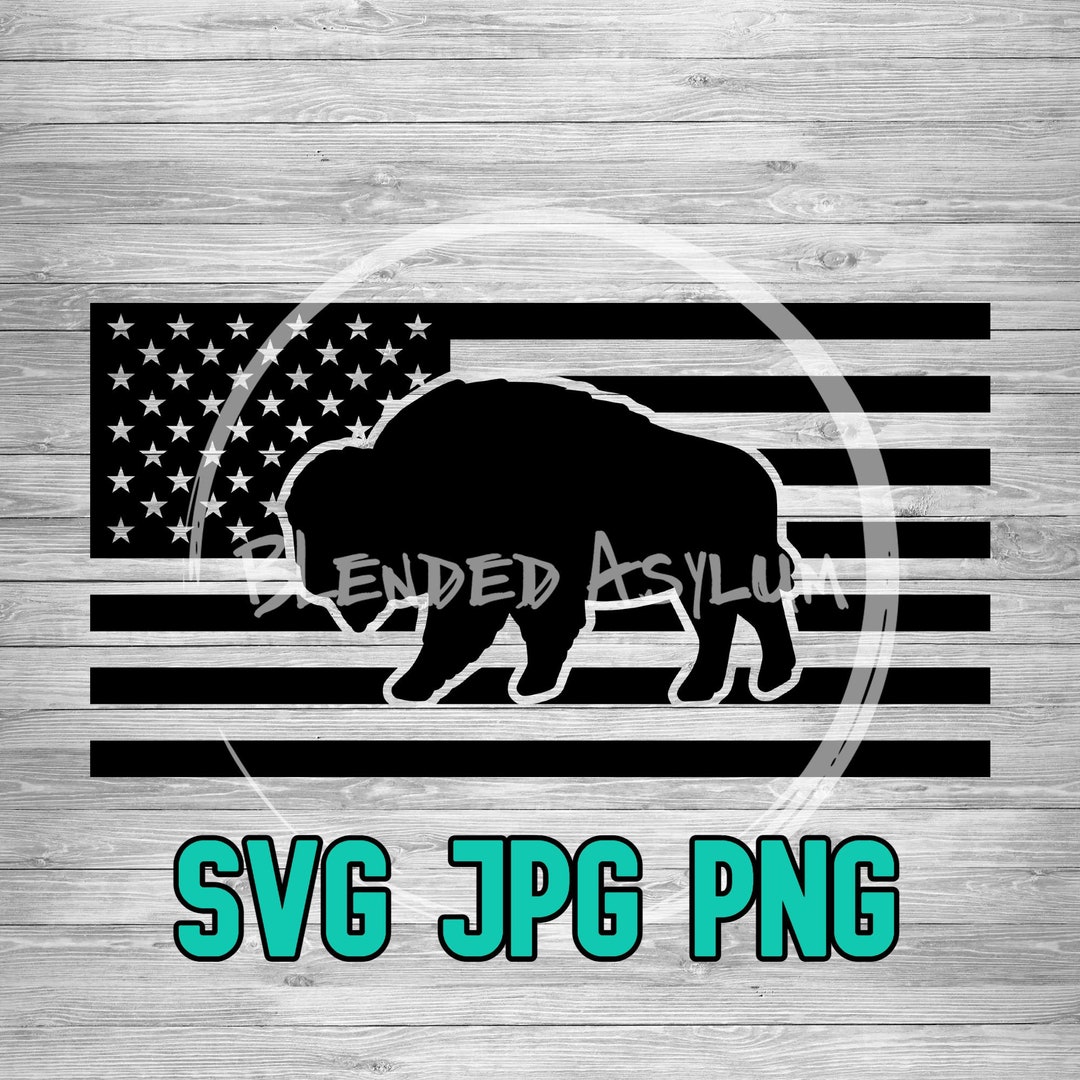 American Flag Buffalo SVG JPG PNG | American Flag Bison | Yellowstone ...