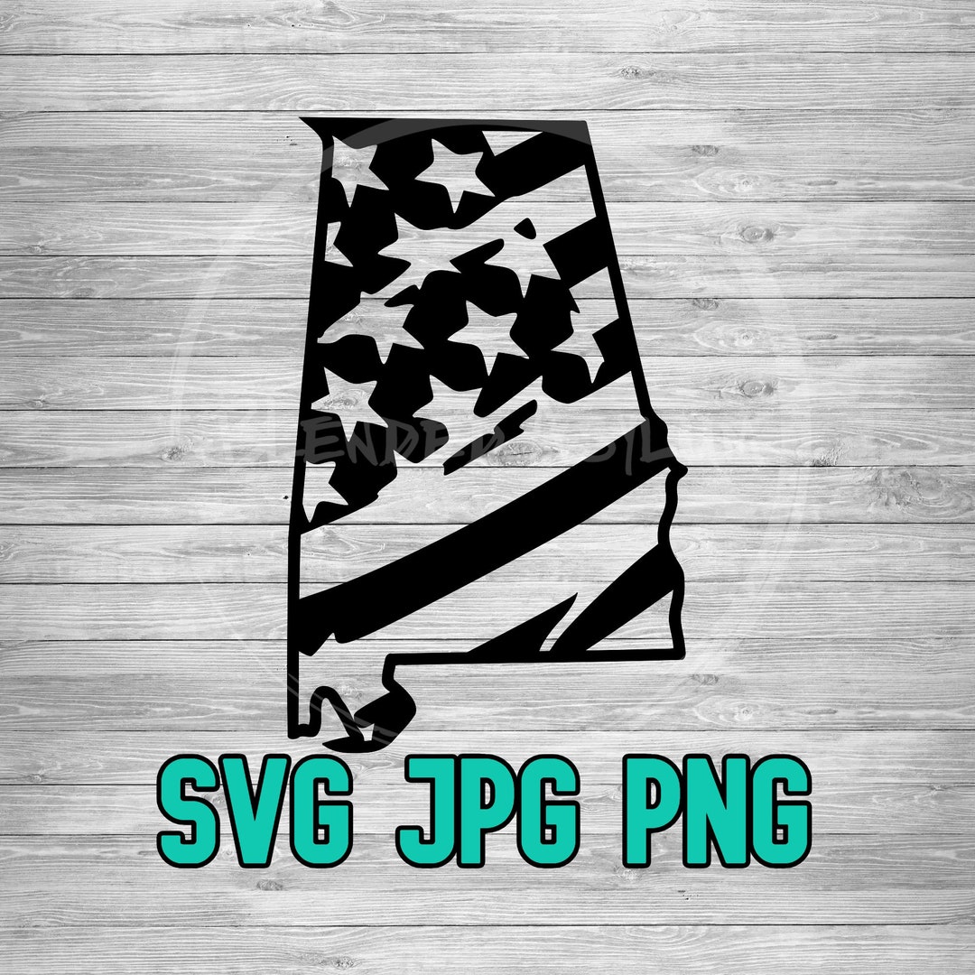 Alabama American Flag SVG PNG JPG | Alabama Flag Outline Vector ...
