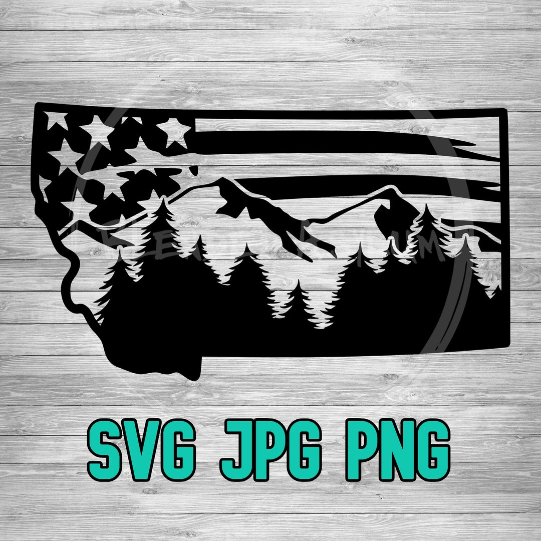 Montana American Flag Mountains SVG PNG JPG Layered | Montana America ...