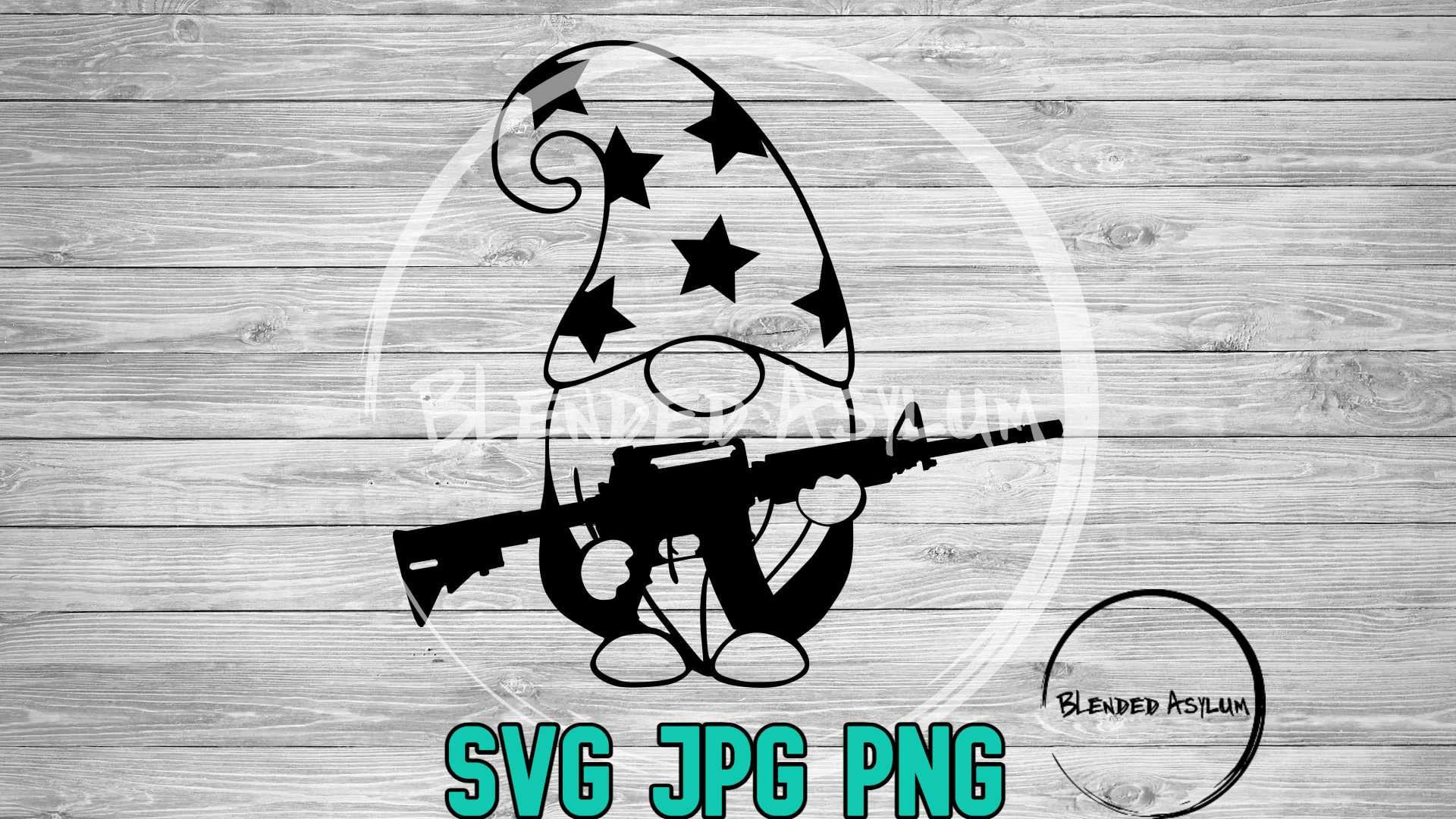 Armed Gnome SVG JPG PNG | Gnome Ar-15 | Gnome Rifle Svg | Cottagecore ...
