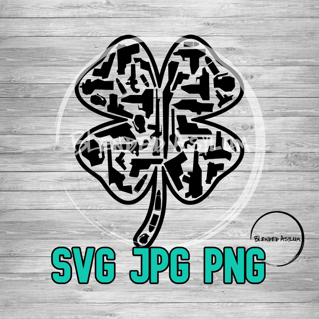 Armed Shamrock SVG JPG PNG 4 Leaf Clover Guns Svg Cricut Cut File ...