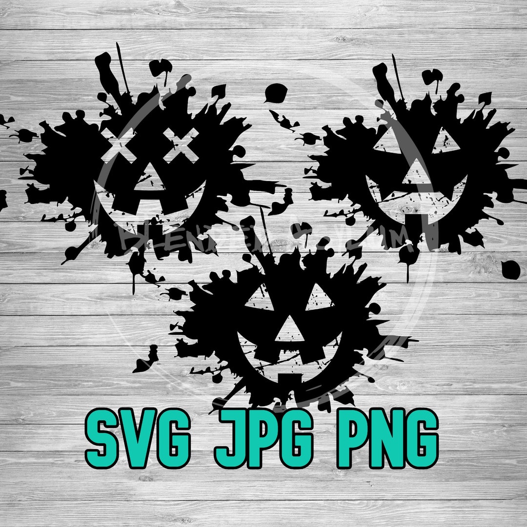 Jack O Lantern Splat Bundle SVG JPG PNG | Halloween Spooky | Blood ...
