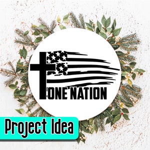 One Nation SVG PNG JPG | American Flag Cross Vector | Cricut File ...