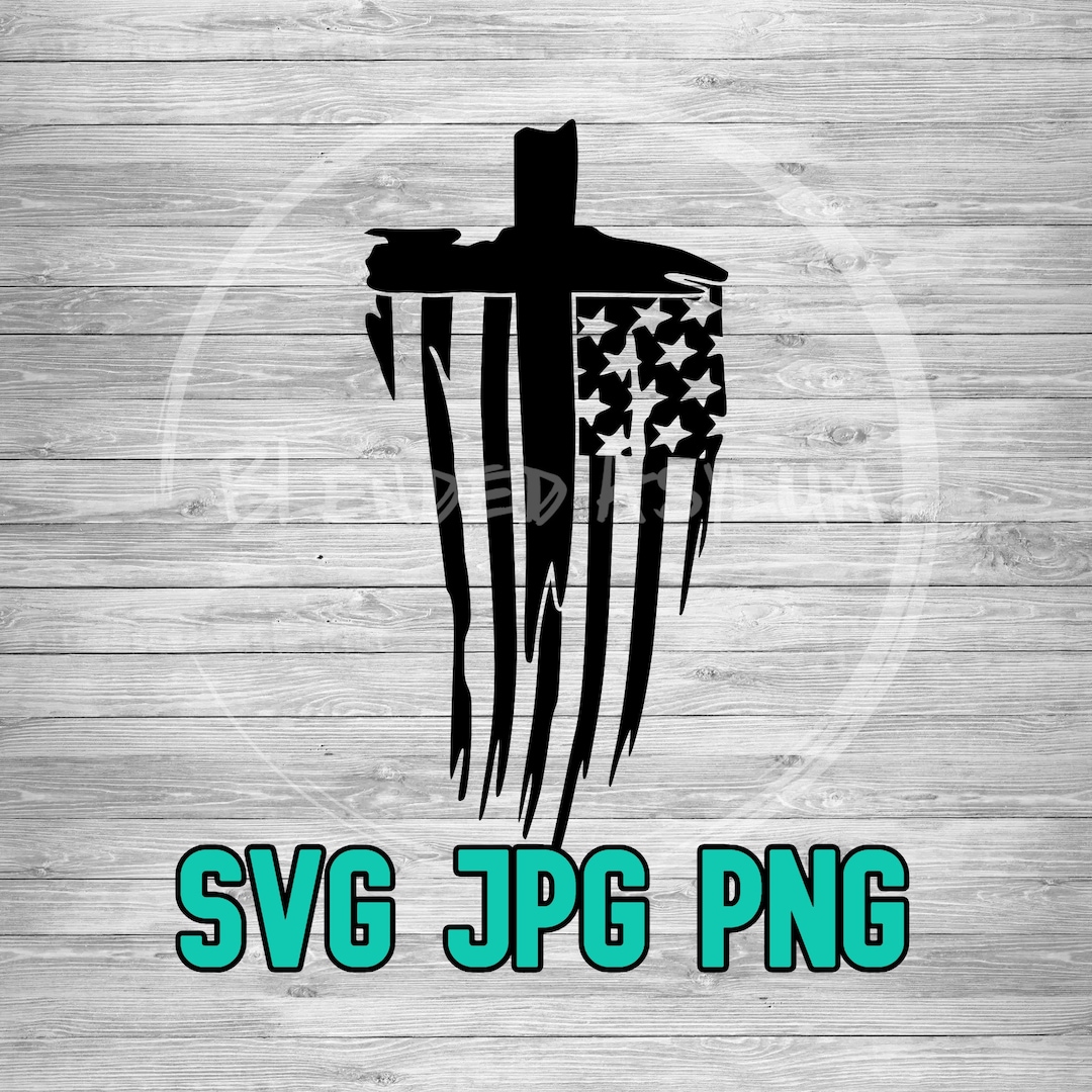 Cross and Flag 001 SVG PNG JPG | American Flag Cross Cape Vector ...