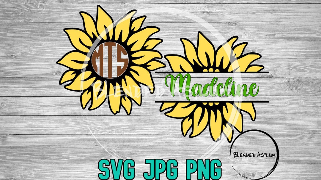 Sunflower Name Frame and Monogram SVG, JPG, PNG | Layered Svg | Cricut ...
