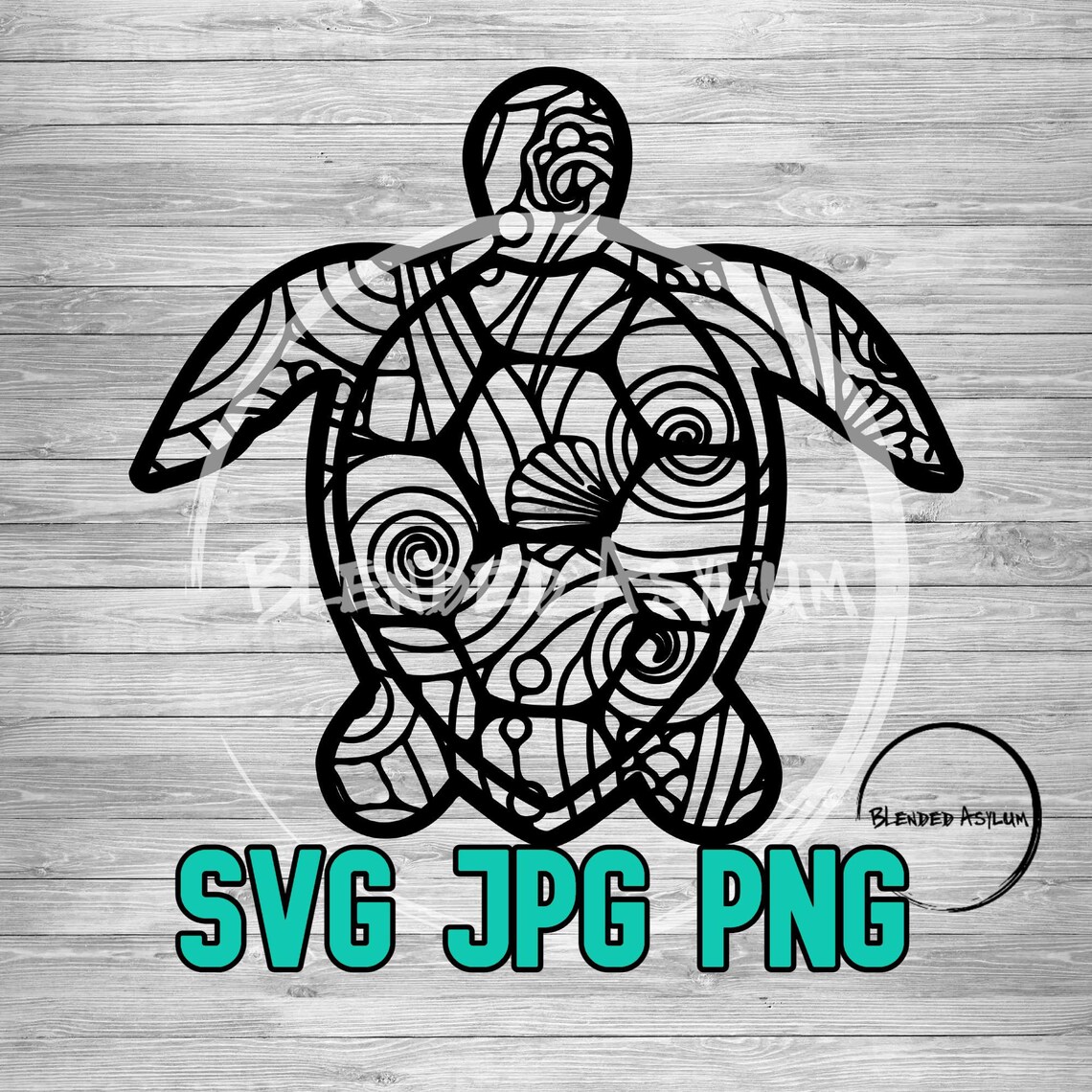 Mandala Sea Turtle SVG PNG JPG Turtle Waves Vector Cut File - Etsy