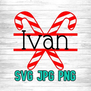 Candy Cane Name Frame SVG PNG JPG | Candy Cane Vector Cut File | Split ...