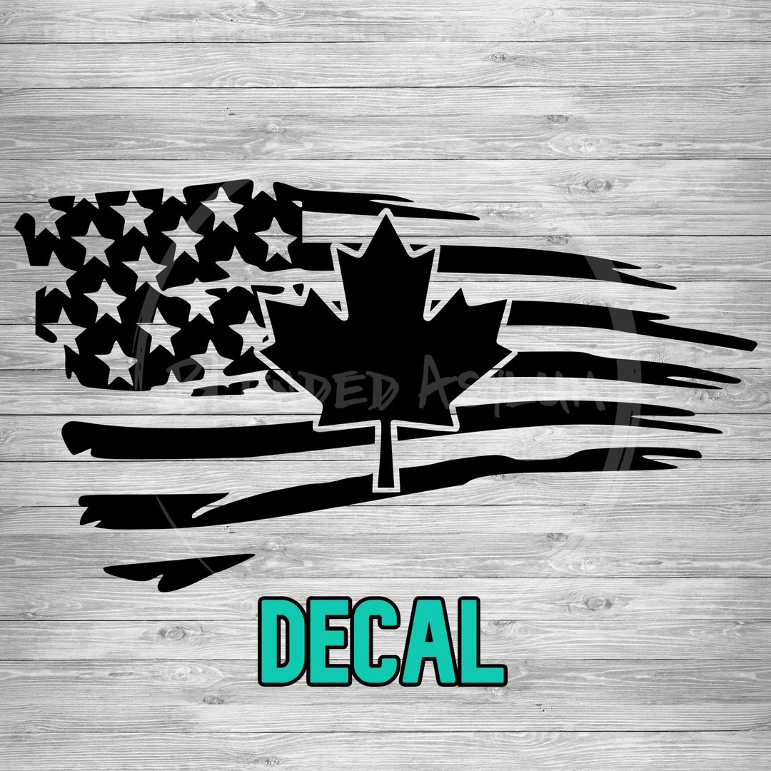 American Flag Maple Leaf Decal | American Canadian Flag | Truck Decal ...