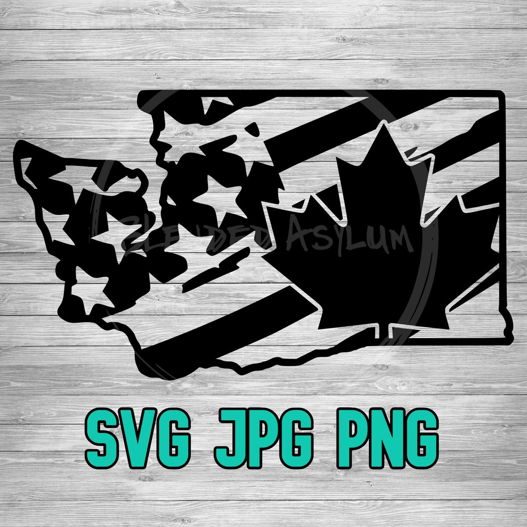 Washington American Canadian Flag SVG JPG PNG | American Canadian Flag ...