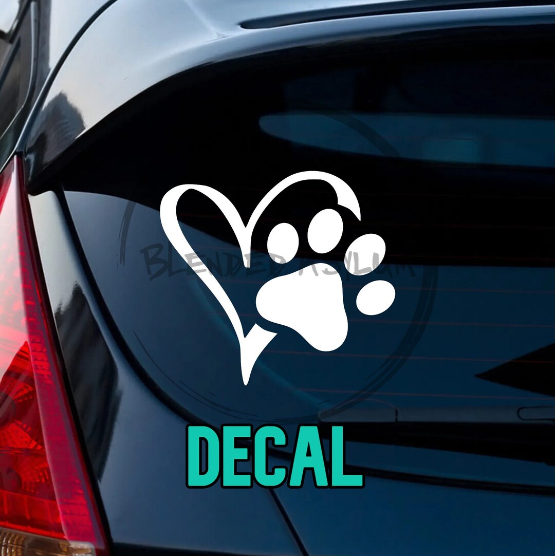 Paw Heart Decal | Dog Heart Window Decal | Pet Paw Heart Decal | Love ...
