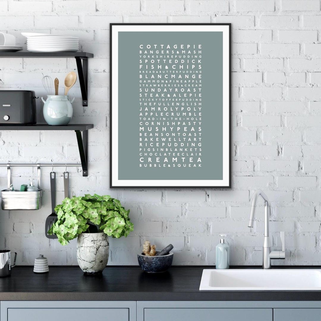 British Food Menu Wall Art |kitchen Wall Art | Kitchen Quote Print ...