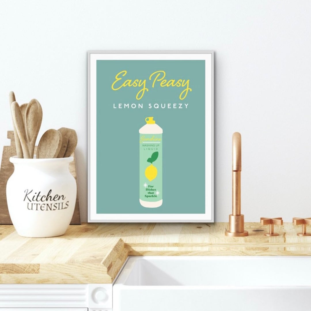 Easy Peasy Lemon Squeezy Wall Art | Kitchen Print | Funny Quote Print ...
