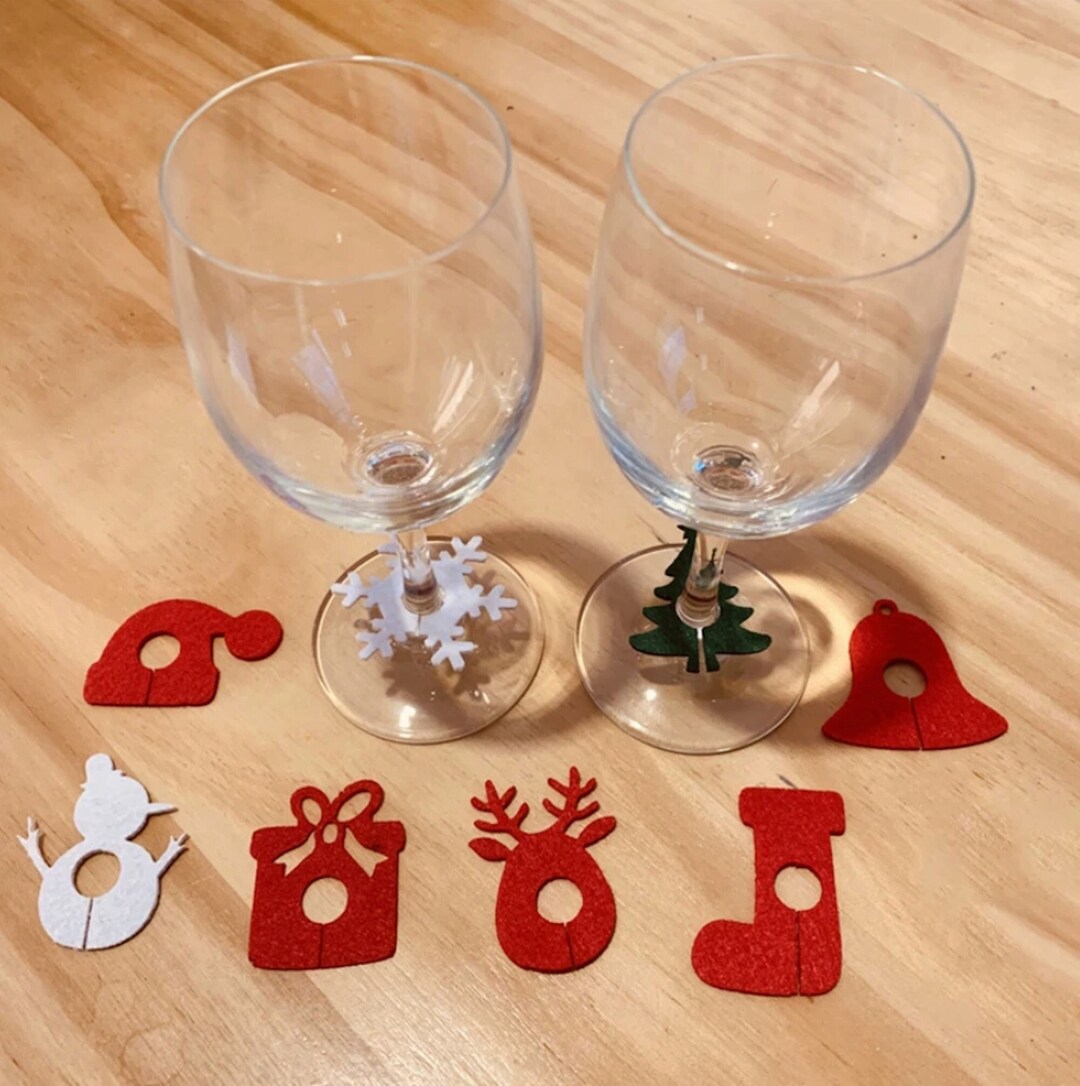 8 Felt Christmas Drink Markers Christmas Table Decorations - Etsy