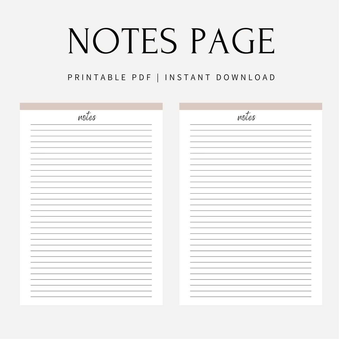 Printable Notes Pages | Notes, Thoughts & to Do Lists | Instant ...