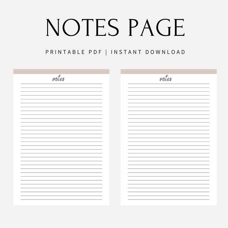 Printable Notes Pages | Notes, Thoughts & to Do Lists | Instant ...