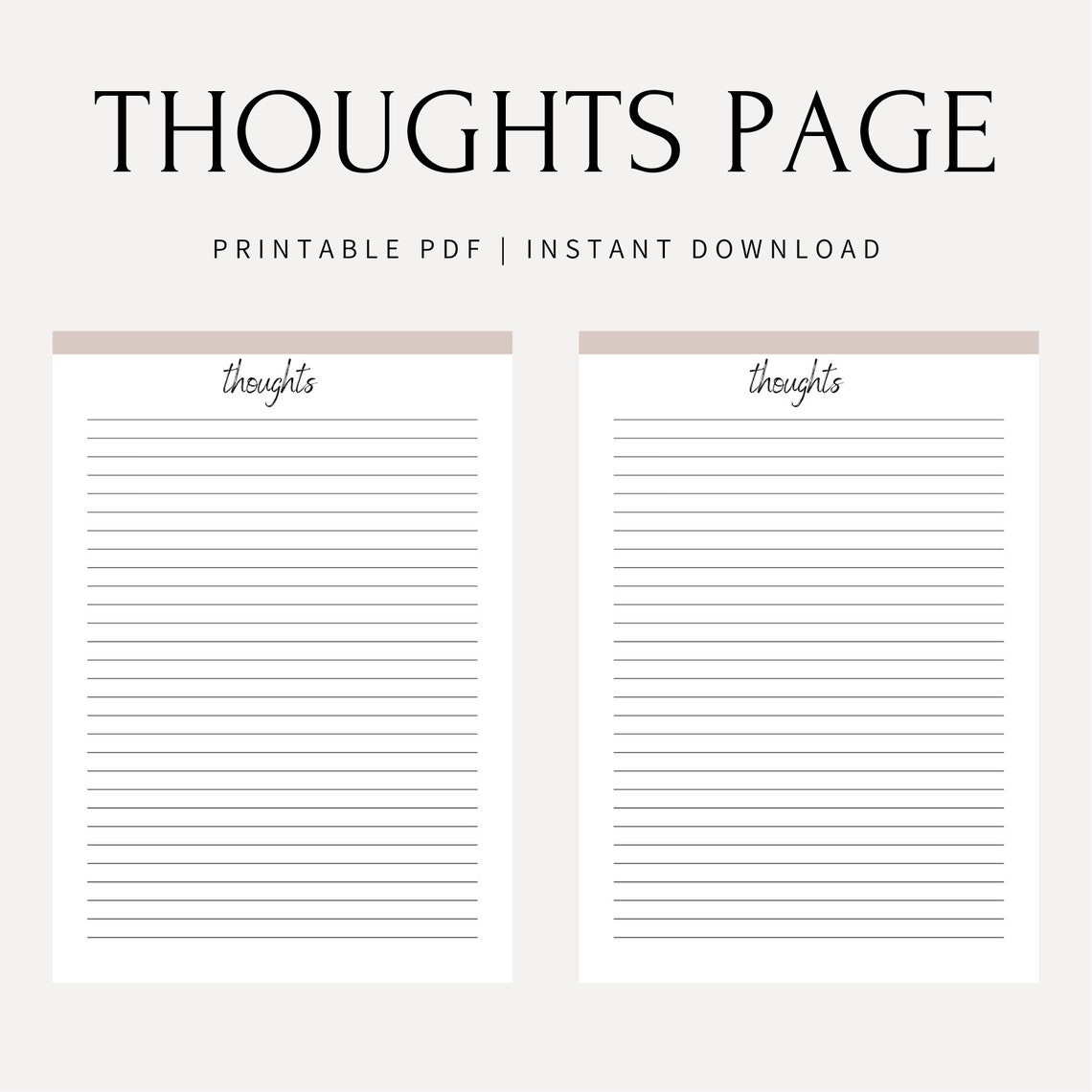 Printable Notes Pages | Notes, Thoughts & to Do Lists | Instant ...