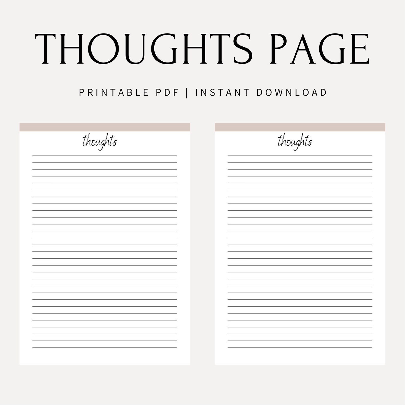 Printable Notes Pages | Notes, Thoughts & to Do Lists | Instant ...