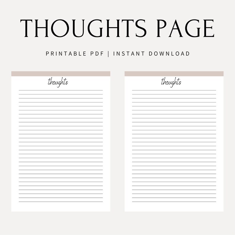 Printable Notes Pages | Notes, Thoughts & to Do Lists | Instant ...