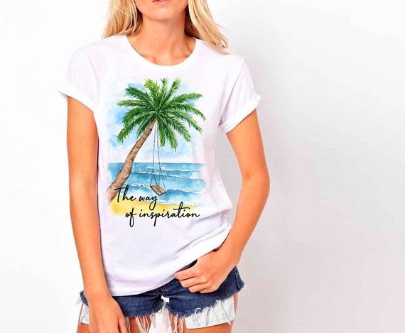 Beach Watercolor Sublimation Palm Tree on the Ocean - Etsy
