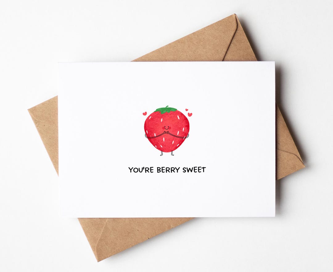 You’re Berry Sweet – Funny Printable Fruit Pun Card, Cute Strawberry ...