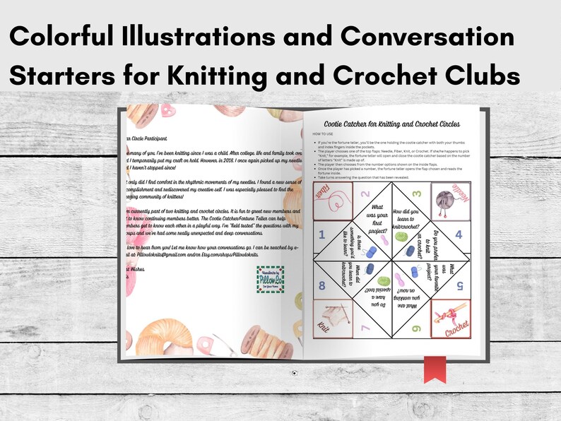 Printable Cootie Catcher for Knitting and Crochet Club Ice Breaker Game ...