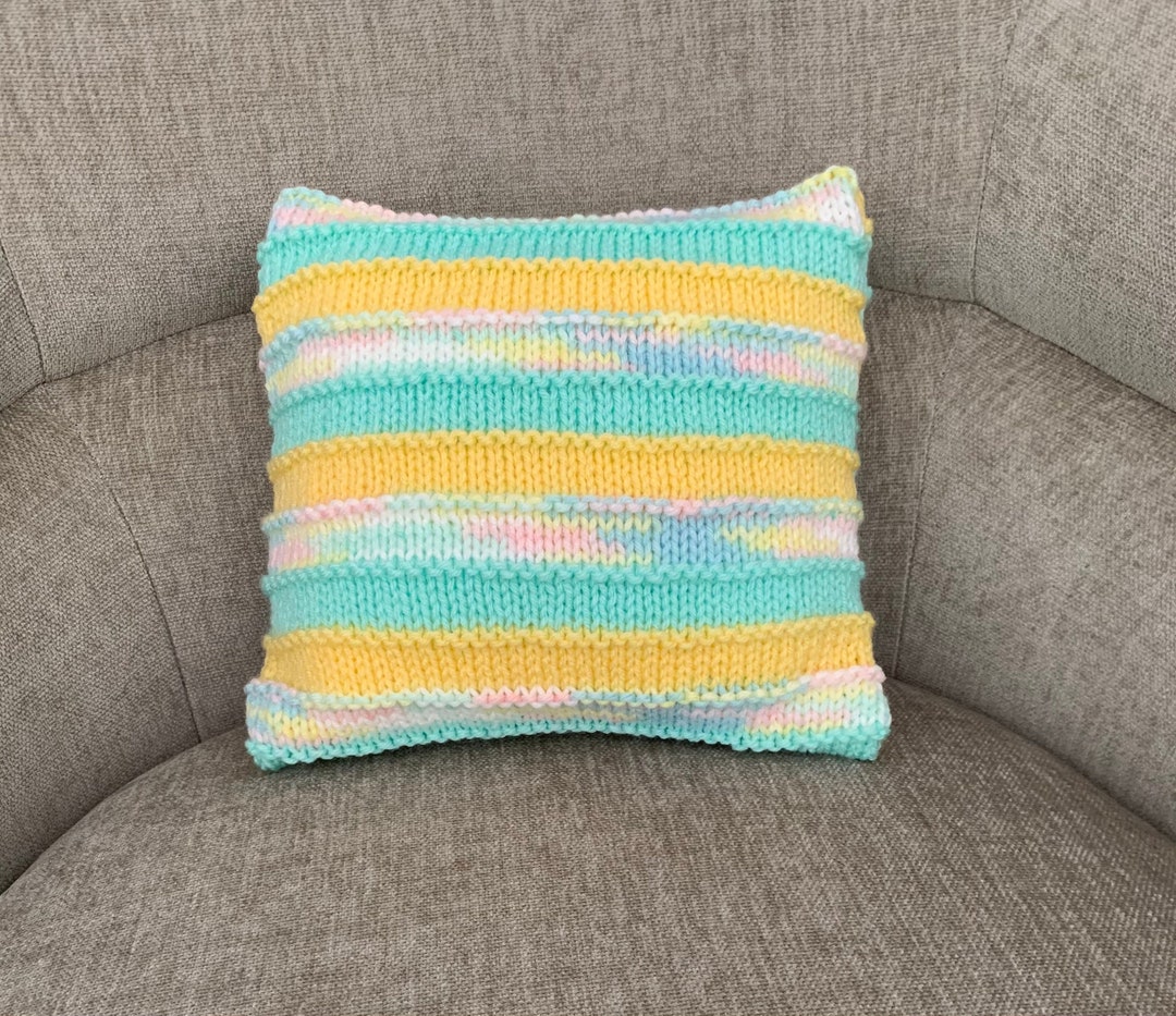 Knit 10” Square Pastel Pillow Nursery Gender Neutral - Etsy