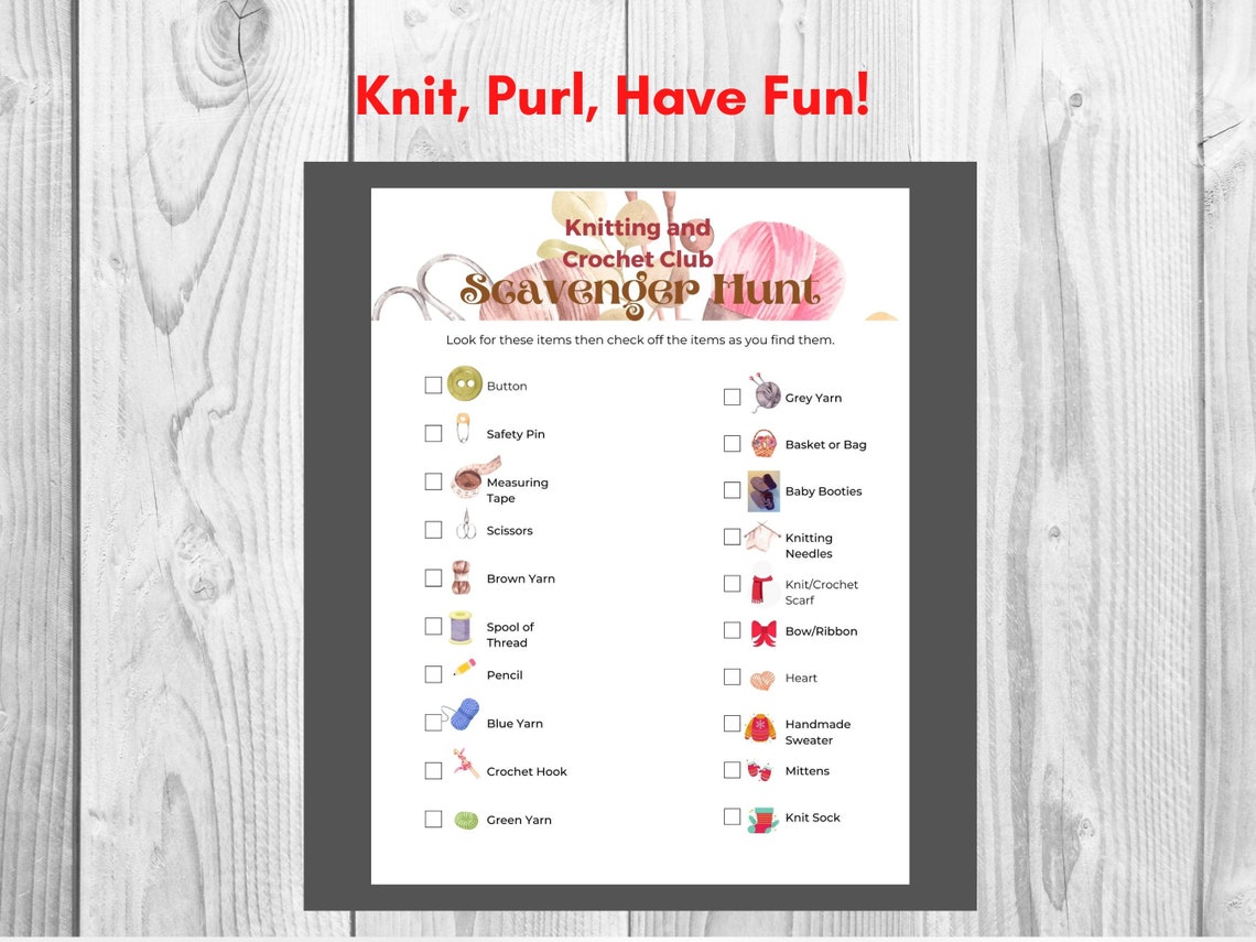 Printable Knitting and Crochet Club Games Activities for - Etsy