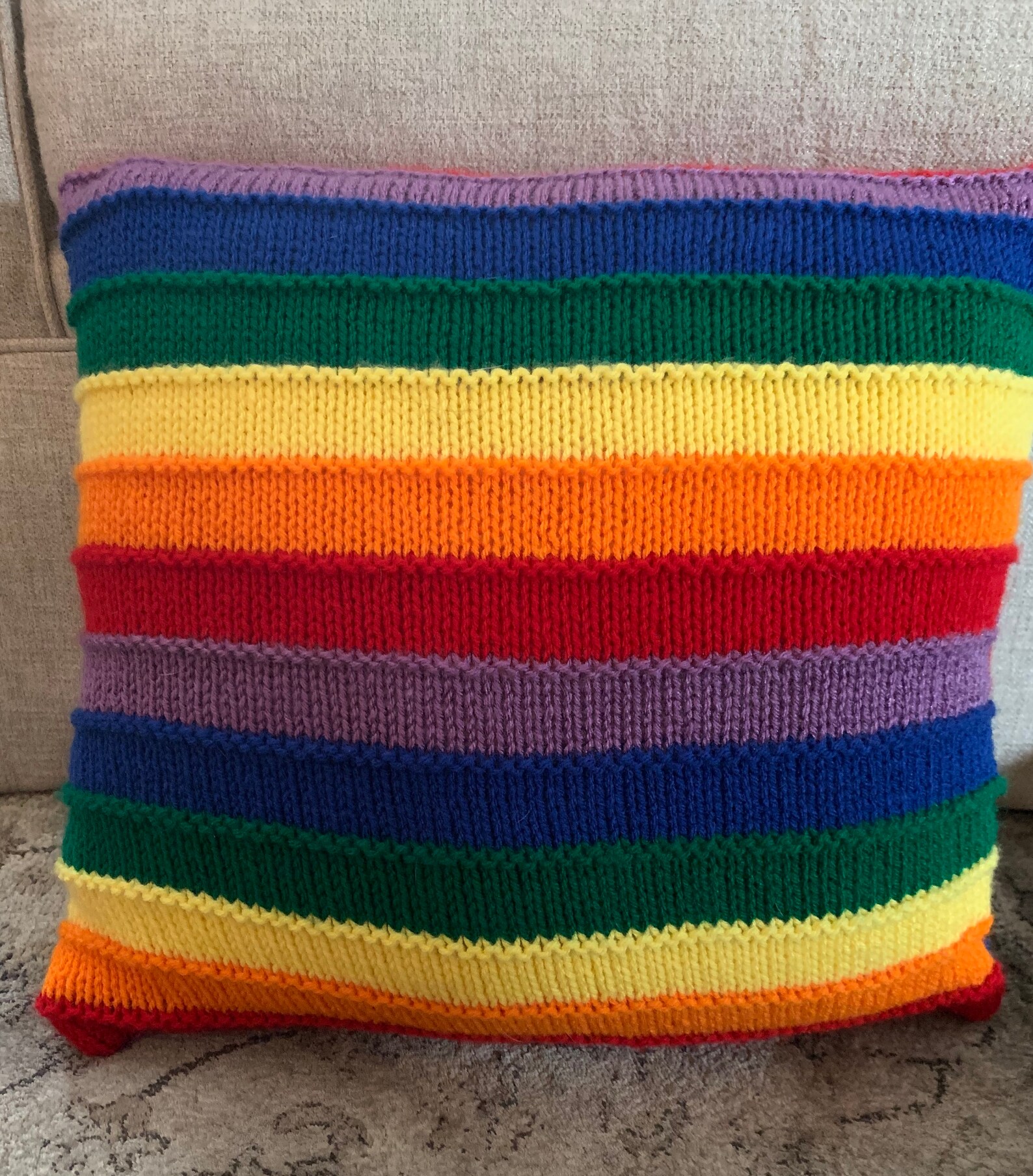 Knit Rainbow Pride Striped Pillow Cover 16" by 16" - Etsy